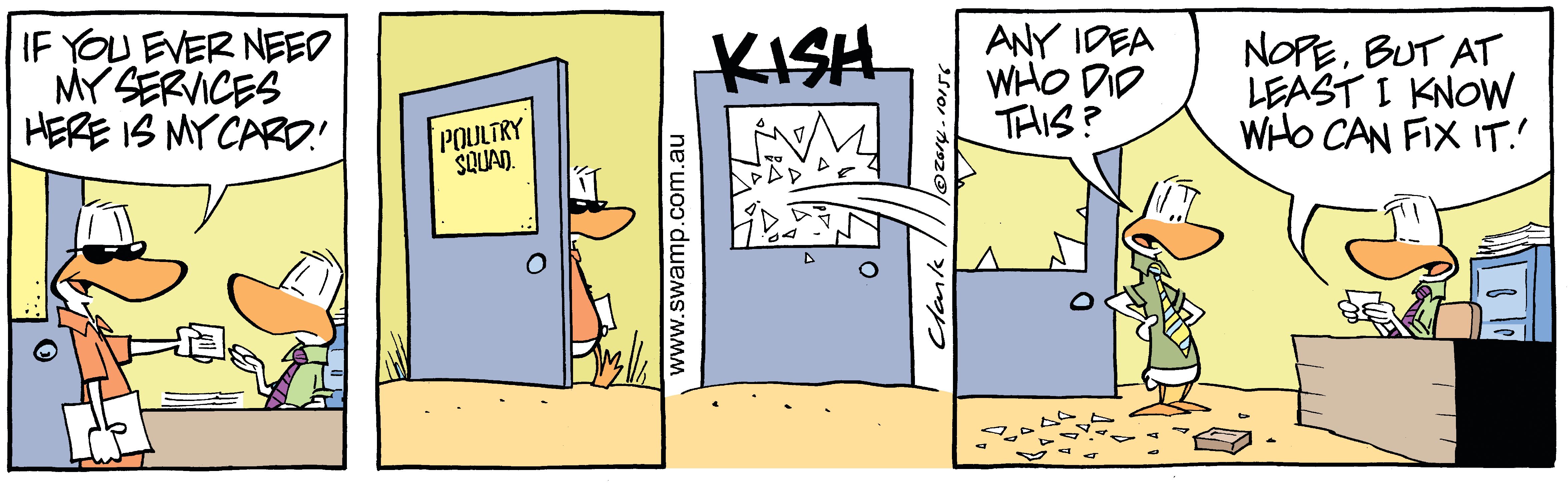 Poultry Squad Smashed Window Comic - Swamp Cartoons