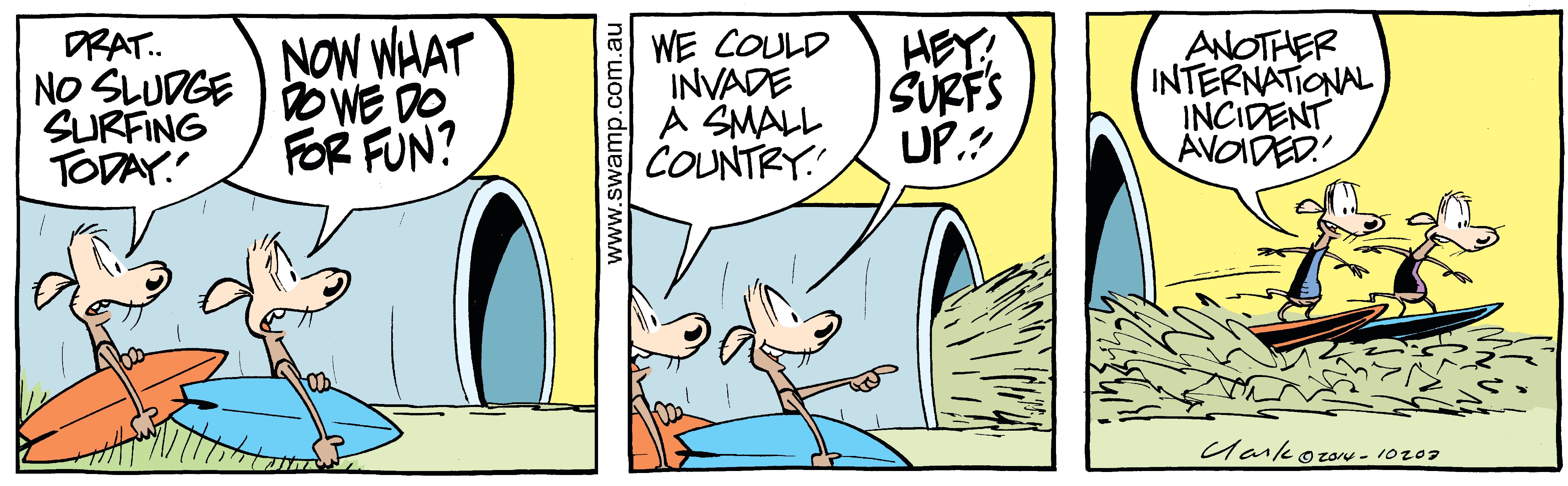 Swamp Rats Surfing Comic - Swamp Cartoons