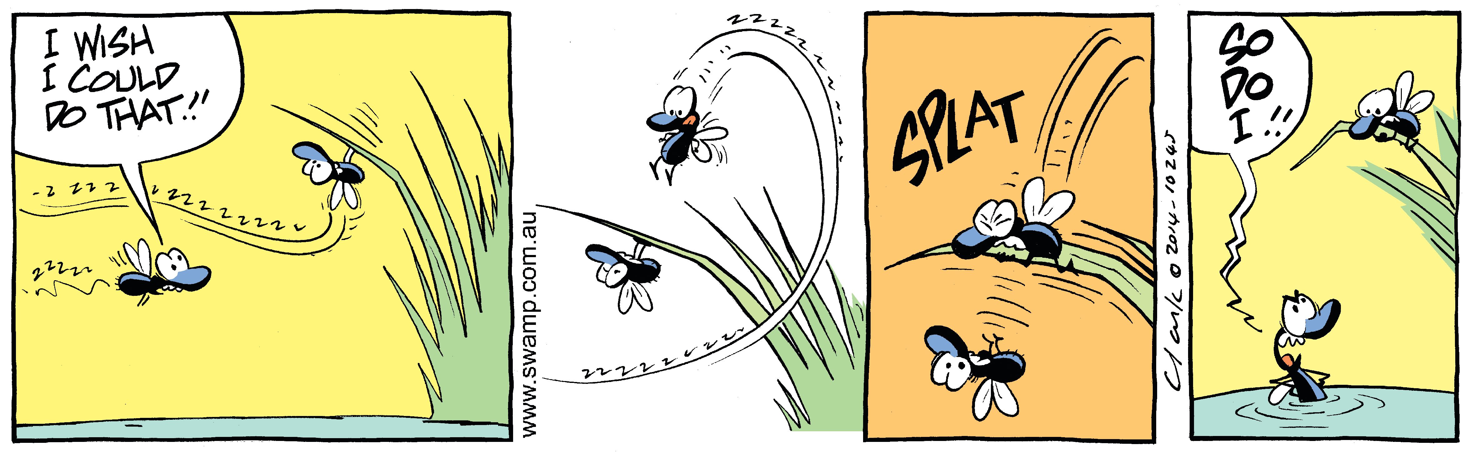 Flies Landing on Leaf Comic - Swamp Cartoons