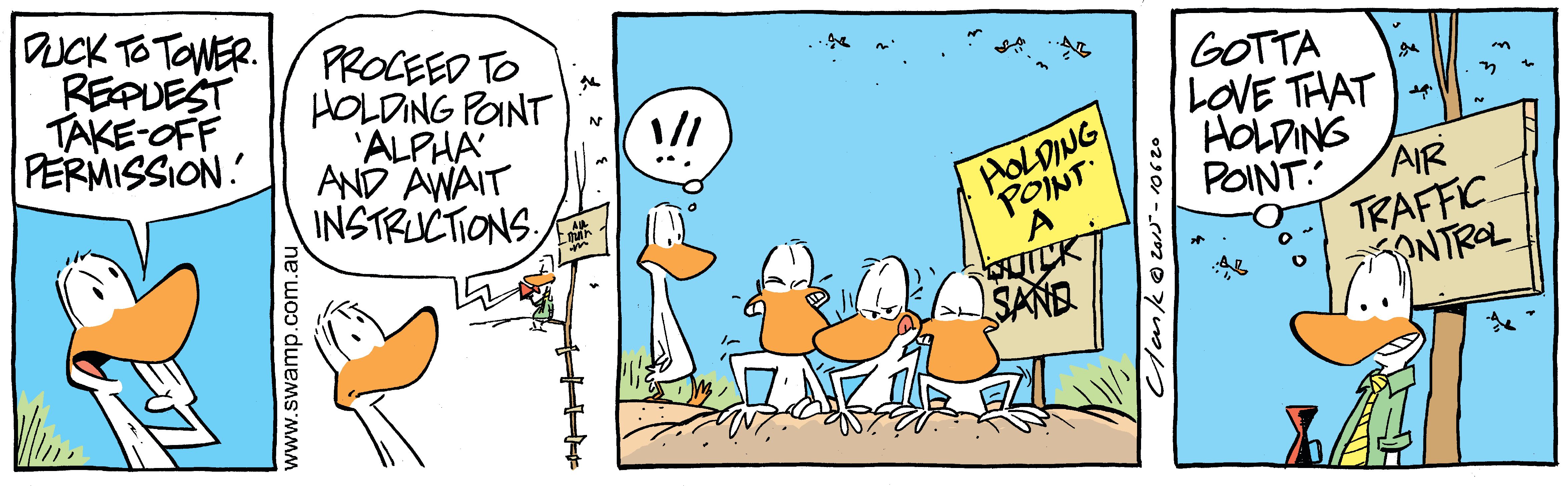 Ducks Holding Point Comic - Swamp Cartoons