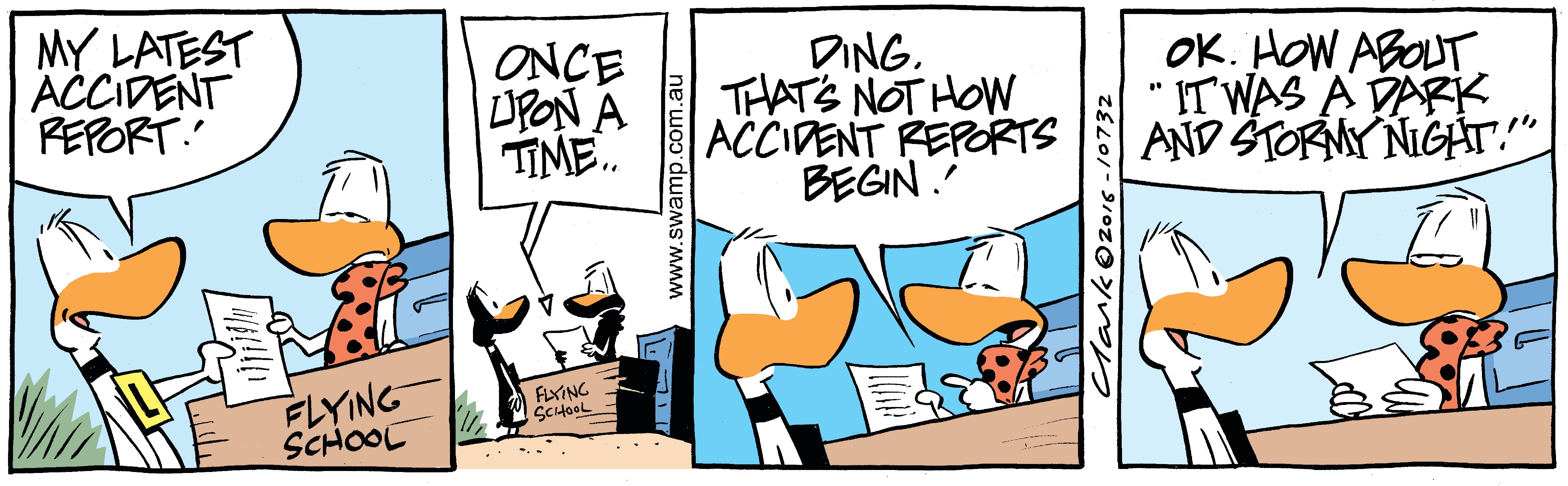 Ding Duck Accident Report Story Comic - Swamp Cartoons
