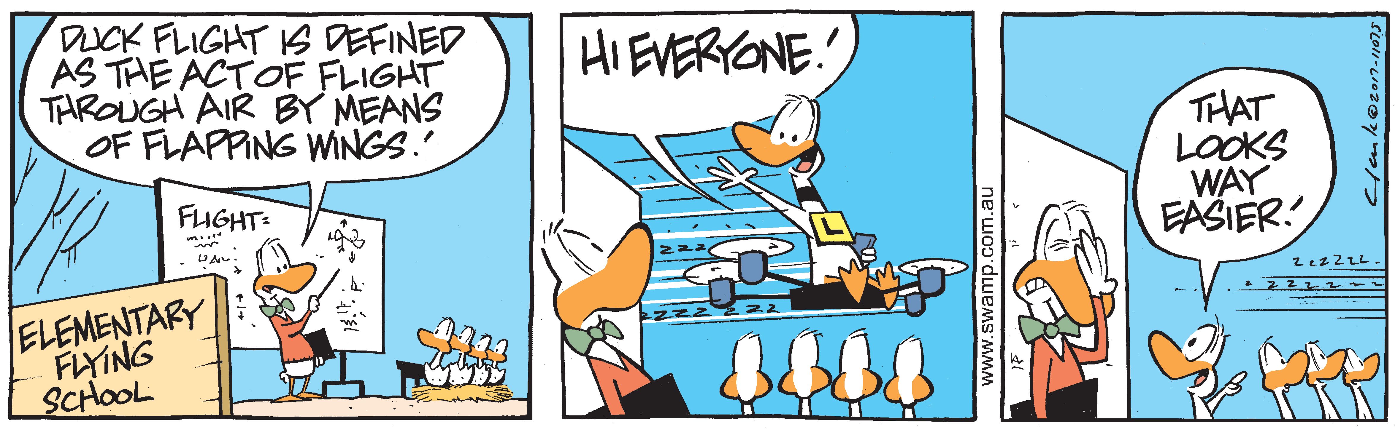 Ding Duck Drone Flight Comic - Swamp Cartoons