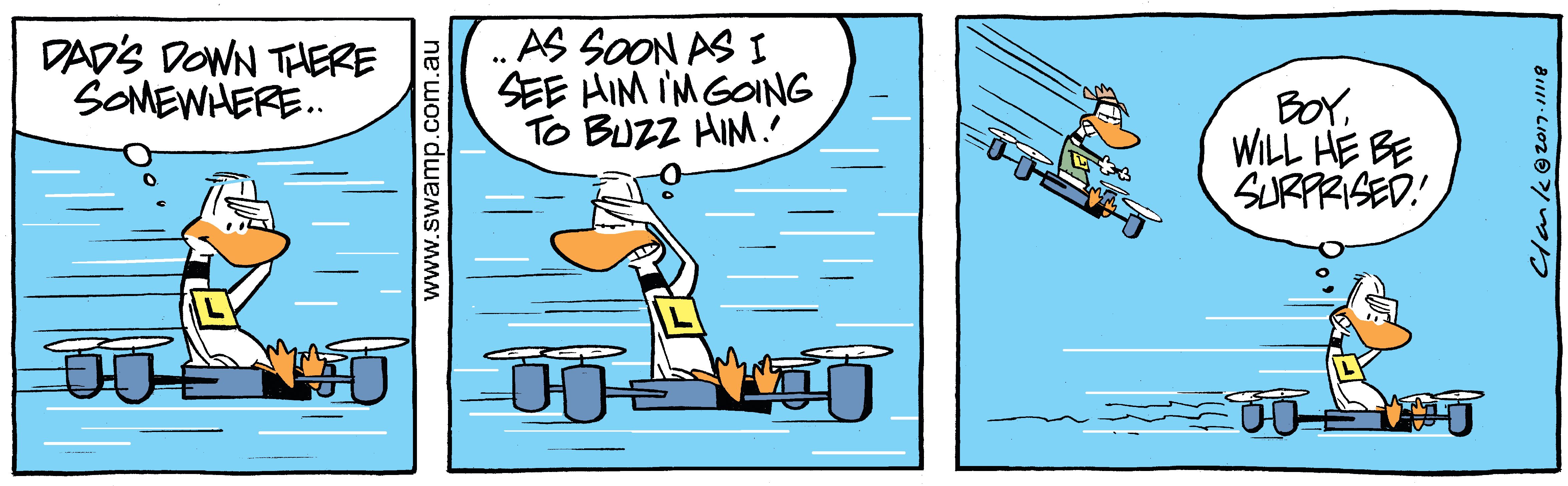 Ding Duck Buzz Dad Comic - Swamp Cartoons
