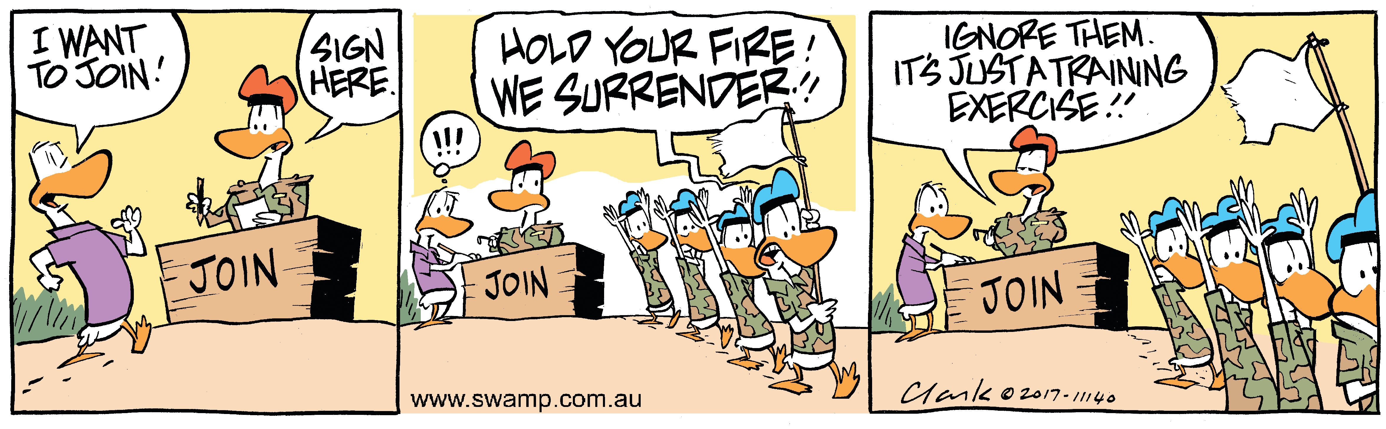 Army Ducks - Swamp Cartoons