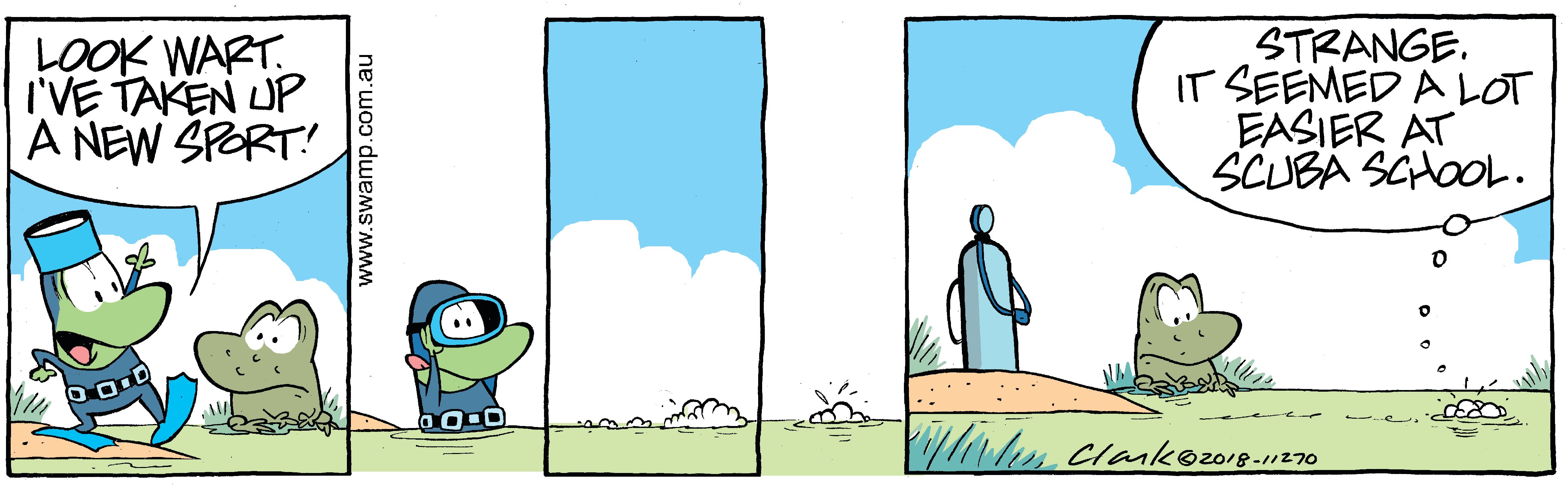 Mort Frog Scuba School Comic - Swamp Cartoons