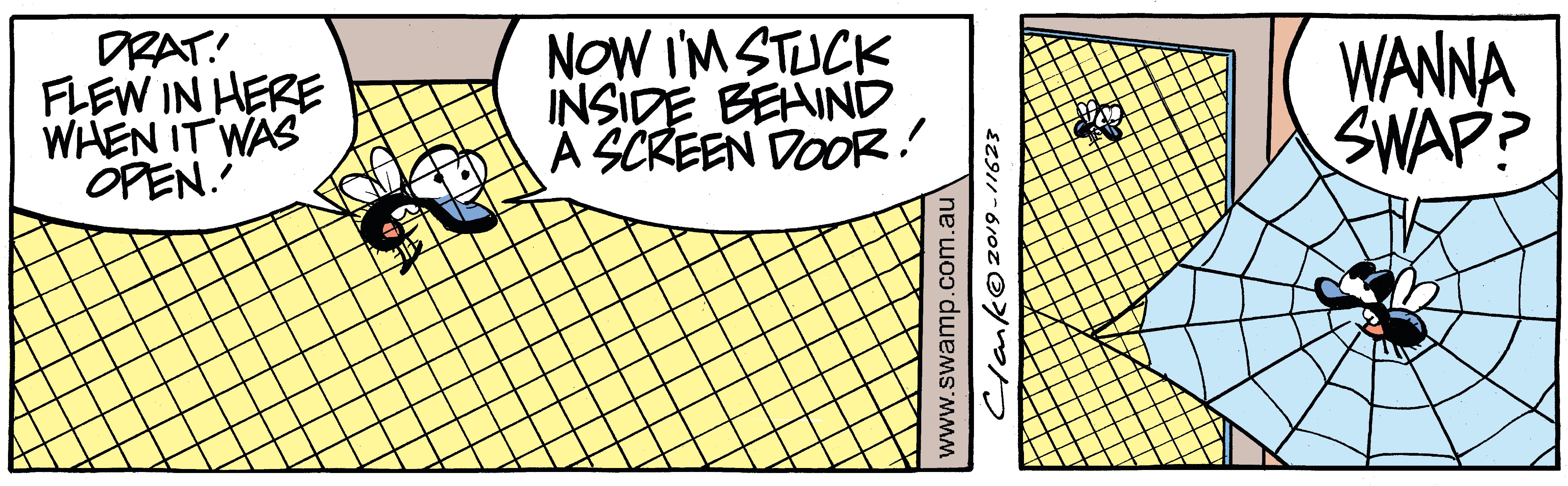 Swamp Flies Stuck Comic - Swamp Cartoons