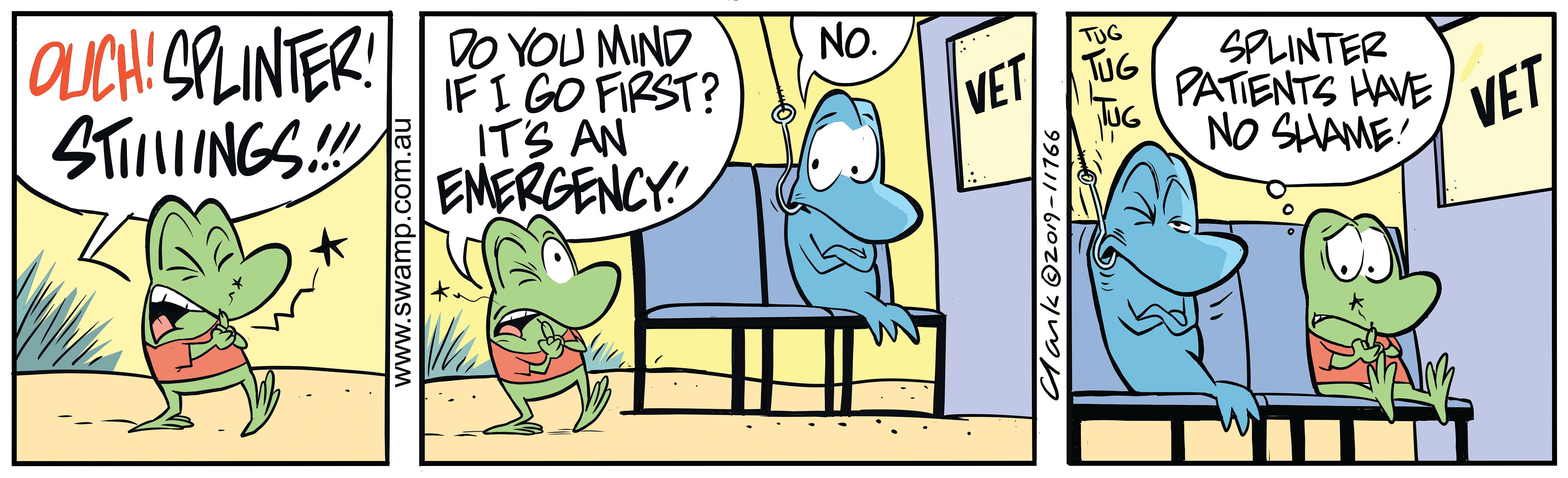 Mort Frog Splinter Pain - Swamp Cartoons