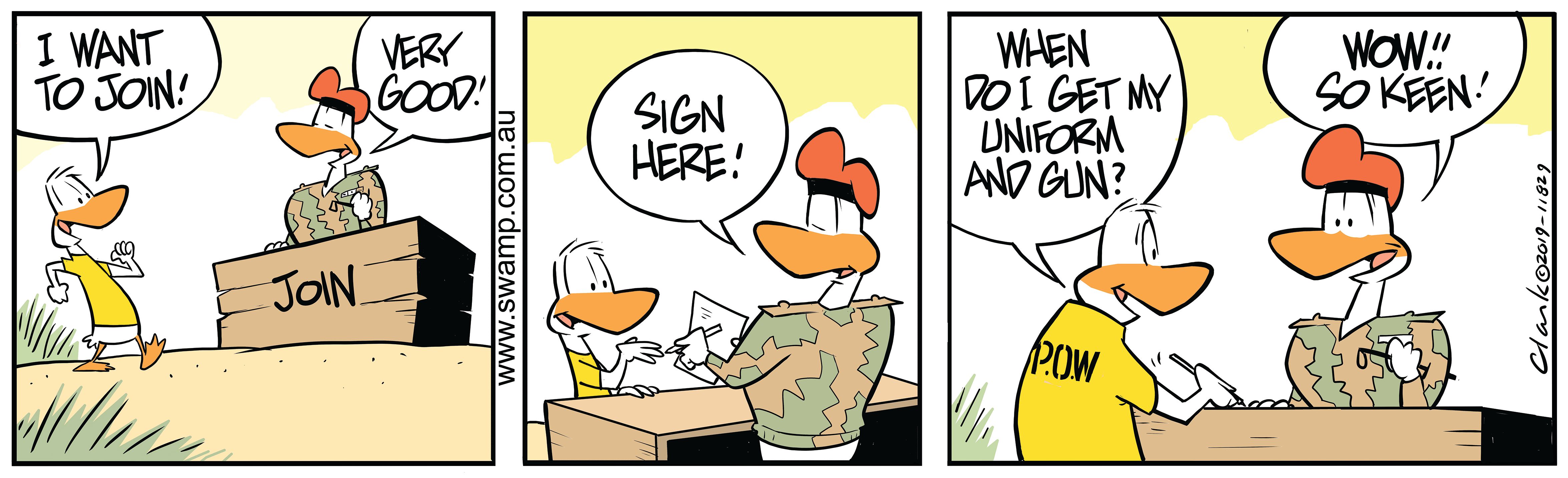 Keen New Army Duck Recruit - Swamp Cartoons