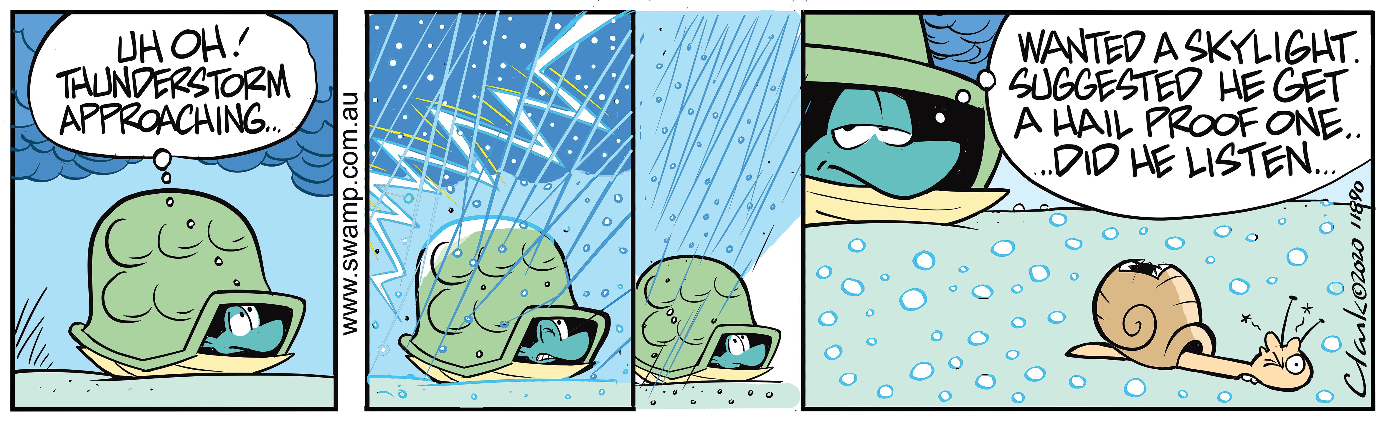 Turtle and Snail Thunderstorm Approaching - Swamp Cartoons