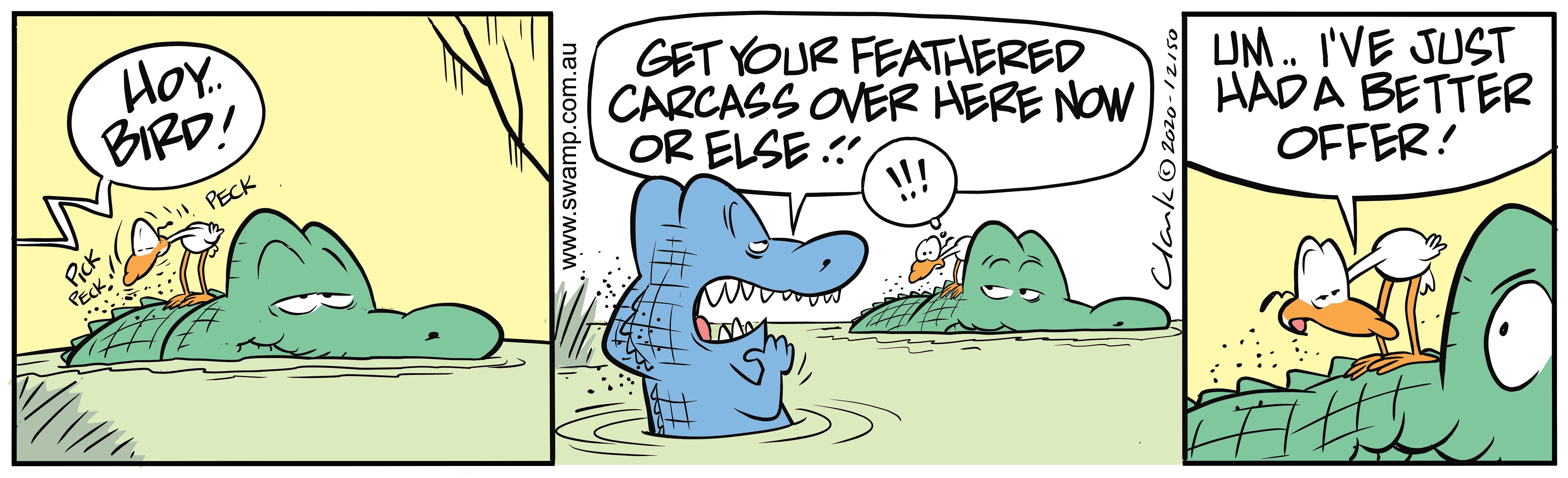Nitpicker Bird Has Better Offer - Swamp Cartoons