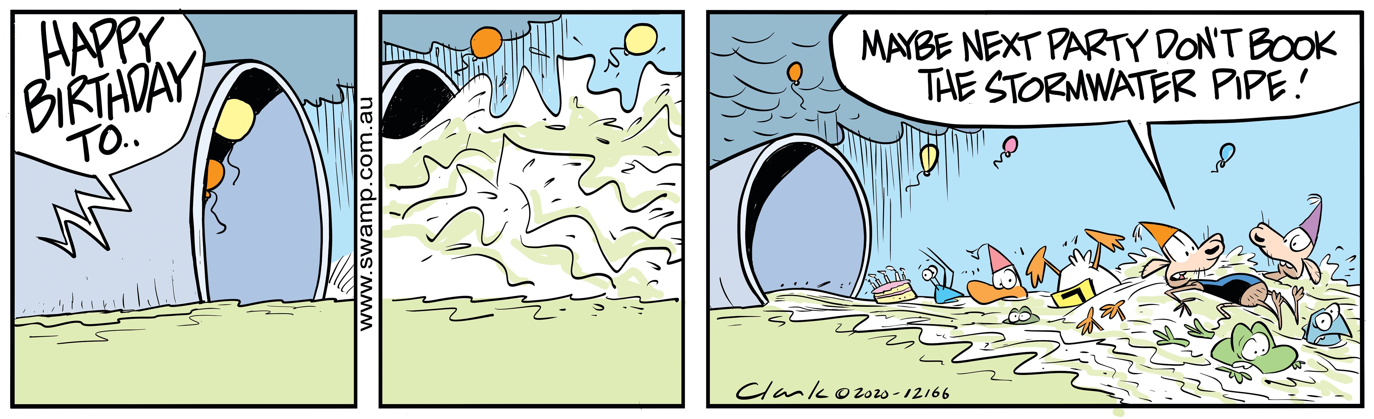 Party in Storm Water Drain - Swamp Cartoons