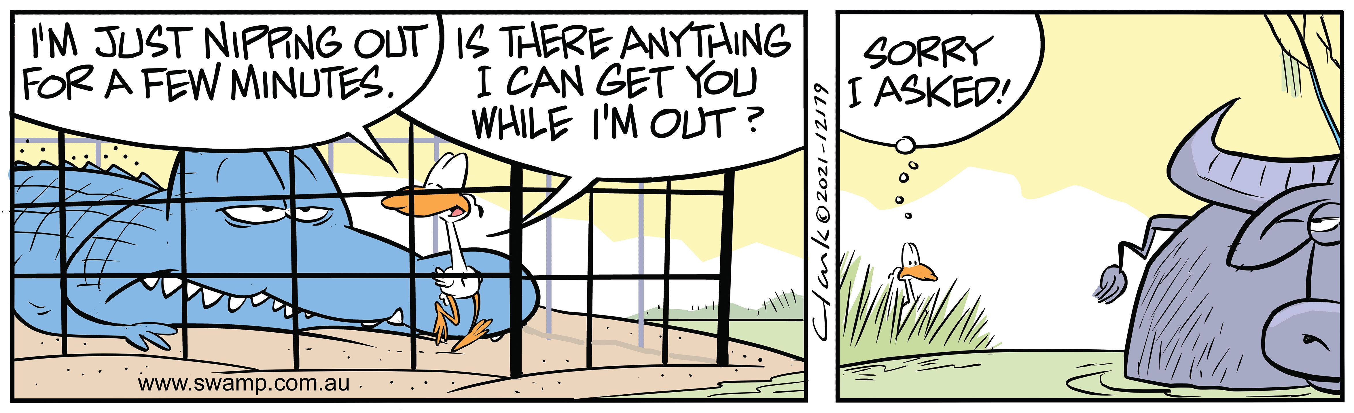 Nitpicker Bird Nipping Out - Swamp Cartoons