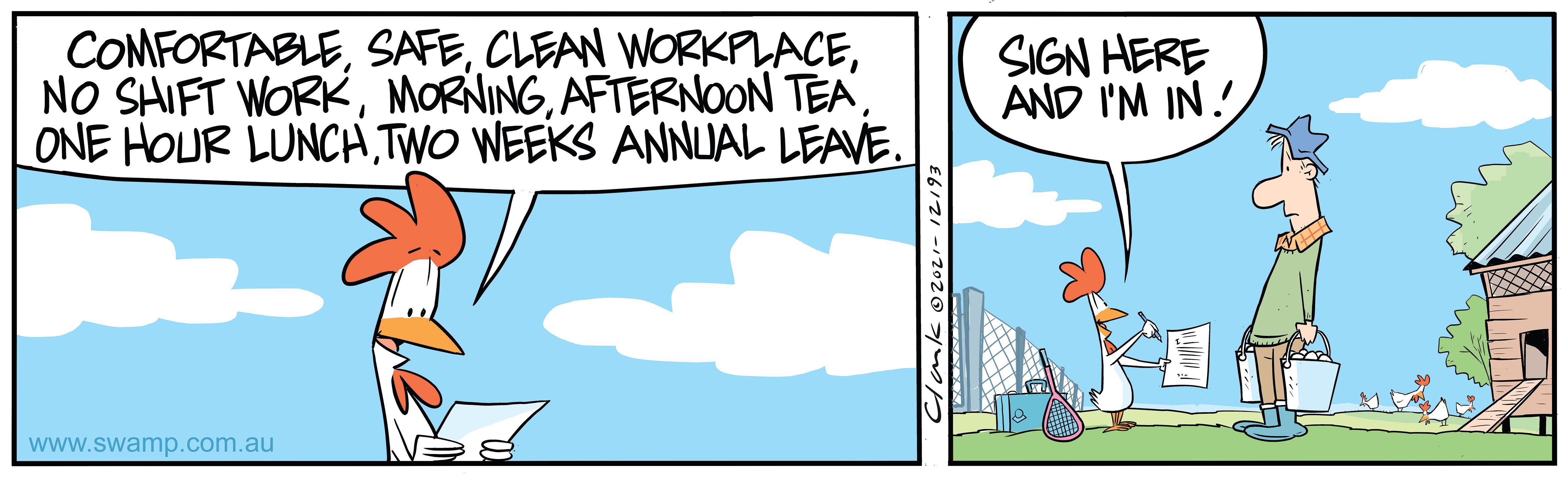 Chicken Workplace Agreement - Swamp Cartoons