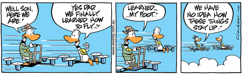 Ding Duck Dad Flying Comic - Swamp Cartoons