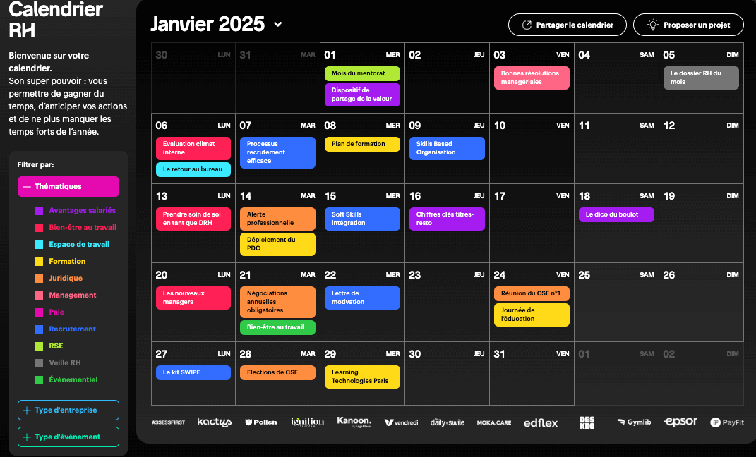 Calendrier RH 2024 : vos échéances, événements et thématiques