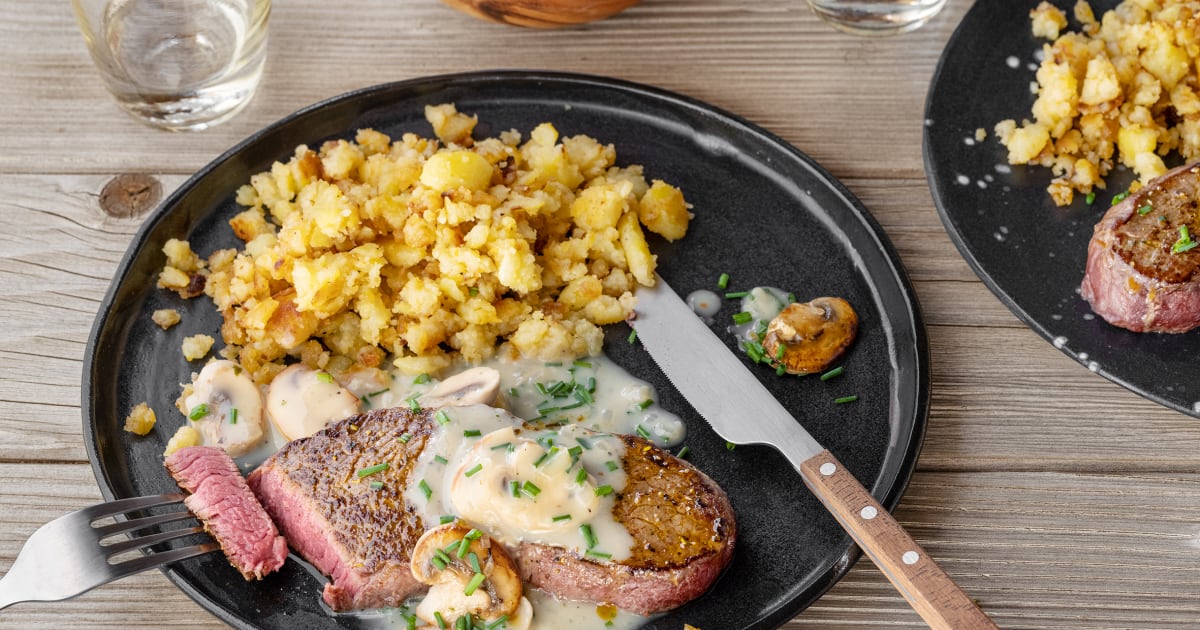 Maluns mit Champignonsauce und Rindfleisch - Rezept | Swissmilk