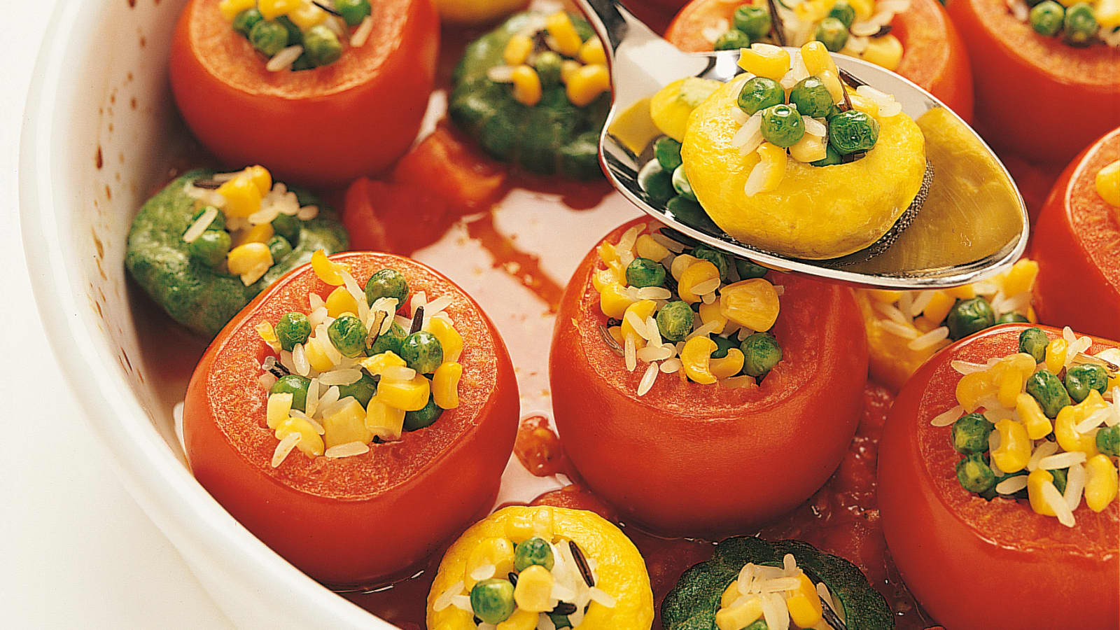 Gefüllte Tomaten und Mini-Patissons mit Reis - Rezept | Swissmilk