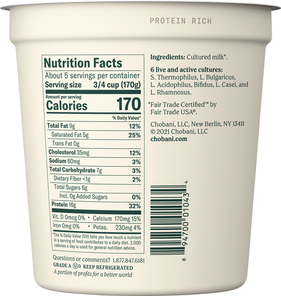 Chobani Nutrition Facts Label | Besto Blog
