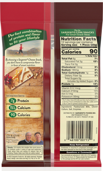 Nutrition Facts Sargento String Cheese Part Skim Mozzarella | Besto Blog
