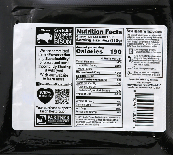 Bison Nutrition Facts Label | Besto Blog