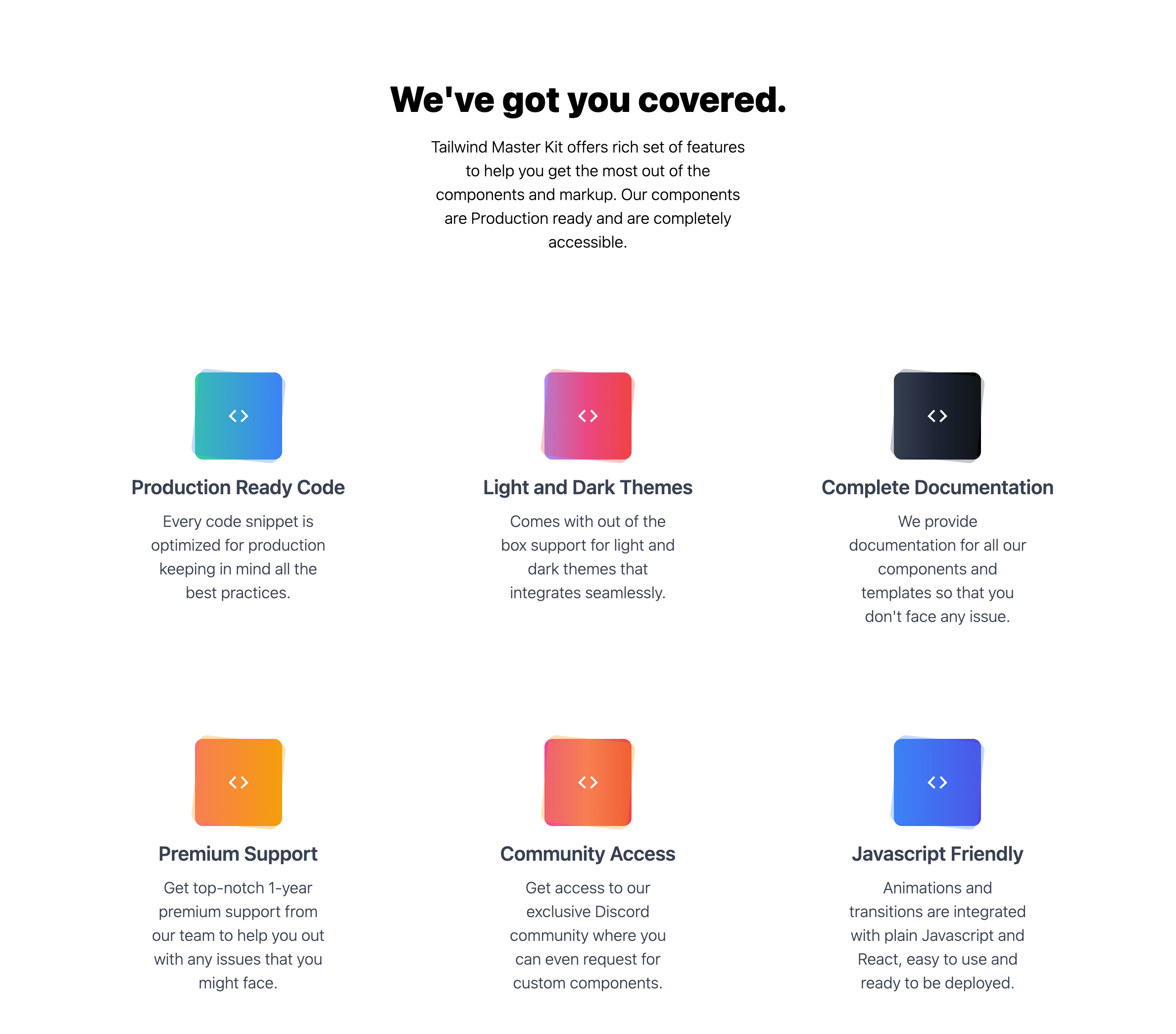 Simple Features With Boxes - Tailwind Master Kit