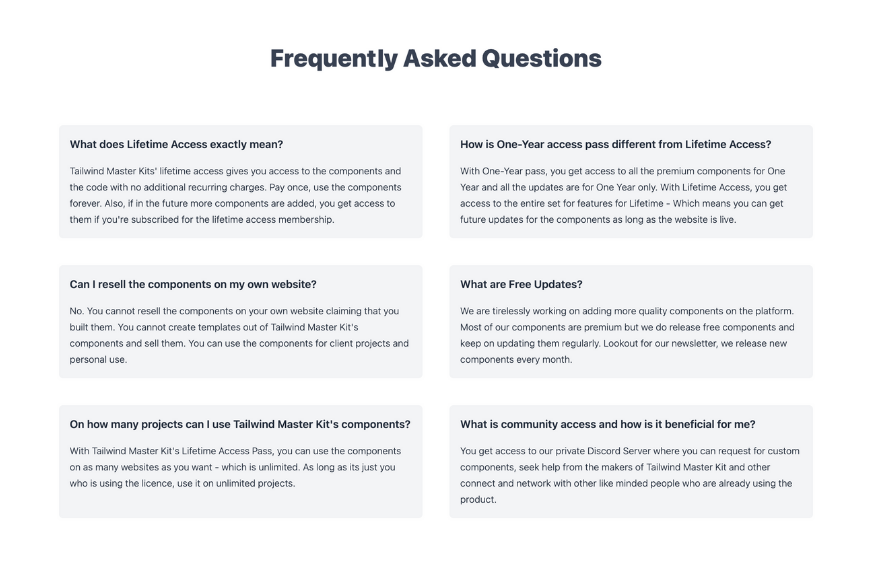 FAQ - Tailwind Master Kit
