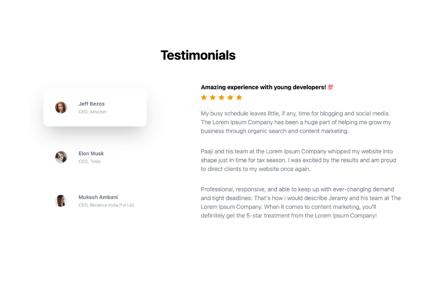 Testimonials Tailwind Master Kit