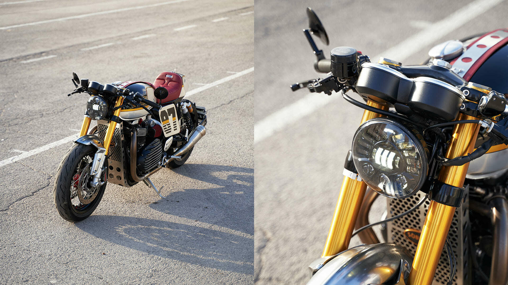 Tamarit 84 | Una combinación explosiva para una Thruxton 1200R cafe racer.