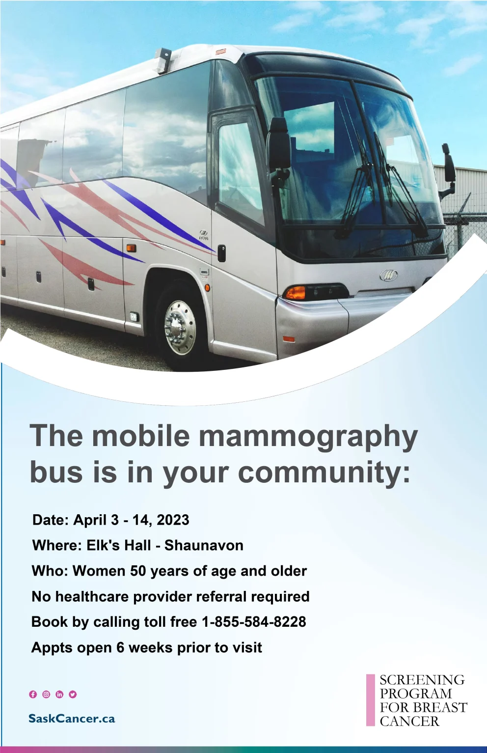 REMINDER - SCREENING PROGRAM FOR BREAST CANCER MOBILE BUS | Town of ...