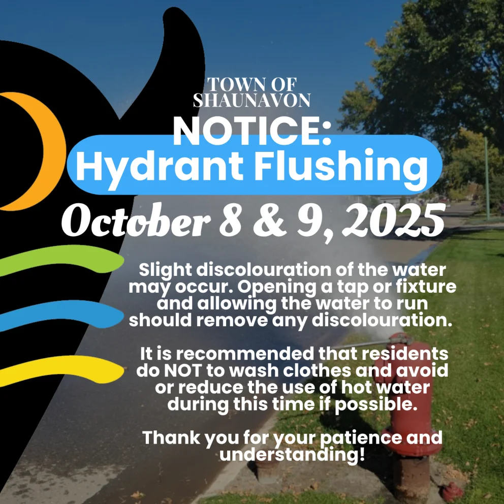 Hydrant Flushing October 8 & 9 2025 | Town of Shaunavon