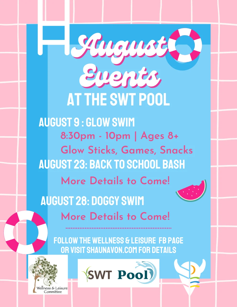 August Pool Events | Town of Shaunavon