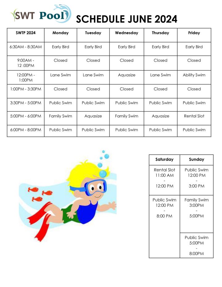 JUNE POOL SCHEDULE | Town of Shaunavon