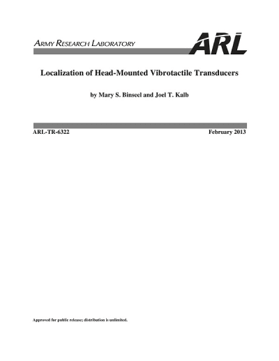 Localization of Head-Mounted Vibrotactile Transducers - Mobility Engineering Technology