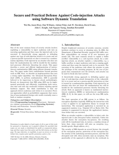 Thwarting Code-Injection Attacks Using SDT-Based ISR - Mobility ...
