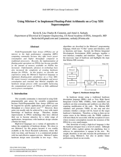 Using High-Level Language to Implement Floating-Point Calculations on FPGAs - Mobility ...