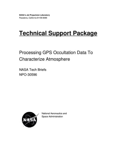 Processing GPS Occultation Data To Characterize Atmosphere - Tech Briefs