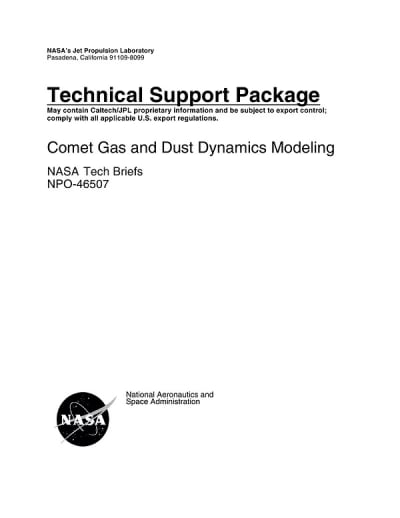 Comet Gas and Dust Dynamics Modeling - Tech Briefs