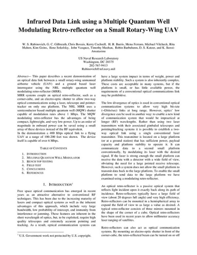 Infrared Data Link Using an MQW Modulator on a Retroreflector ...