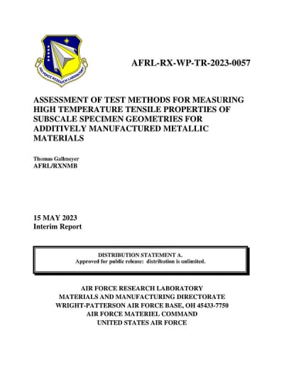 Methodologies and Equipment for Measuring High Temperature Tensile ...