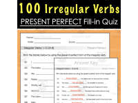 100 Irregular Verbs PRESENT PERFECT - Fill-in Sentences + Mixed Quiz ...