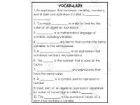 6th Grade Algebraic Expressions Student Guided Notes by Teach Simple