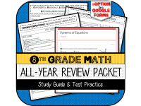 8th Grade Math Full-Year REVIEW PACKET by Teach Simple