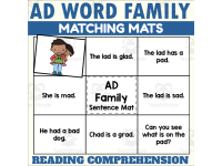 AD Word Family Sentence Reading Comprehension Matching Mat by Teach Simple