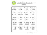 Add Thousandths Decimal Worksheet by Teach Simple