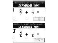 Adding Fractions w/ Like Denominators Scavenger Hunt by Teach Simple