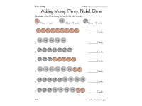 Adding Penny, Nickel, Dime Coins Worksheet by Teach Simple