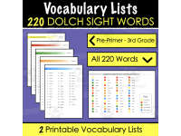 All 220 Dolch Sight Words - Digital + Printable Flash Cards ...