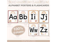 Alphabet Poster & Flashcards in Boho Rainbow Theme - 100% Editable by ...