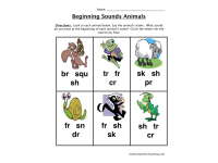 Animal Beginning Digraphs Sounds Worksheet by Teach Simple