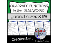 Applications of Quadratic Functions Guided Notes + Homework by Teach Simple